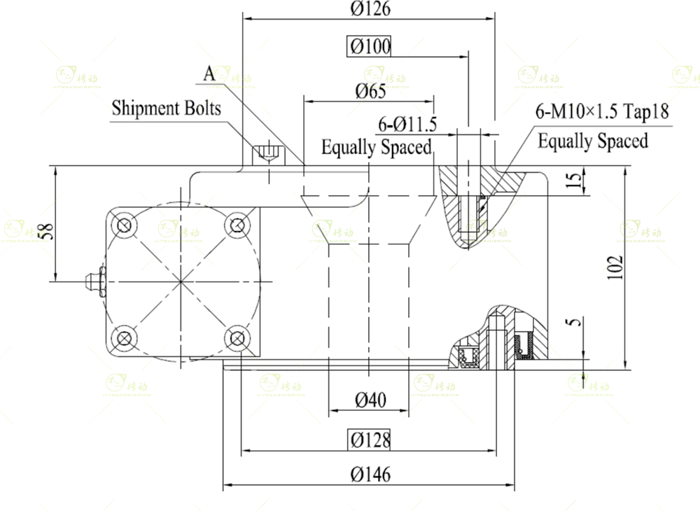SE5/PE5 slew drive drawings and parameter table-Unique Transmission